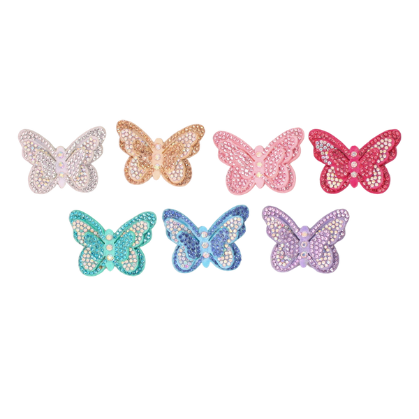 Rhinestone Butterfly Clip - Silver – Bows Arts